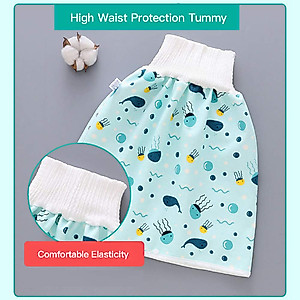 Toddler Waterproof Training Pants Cloth Diaper Skirts for Baby Boy Girl Night Time Sleeping Bed Clothes for Potty Training… (Blue)