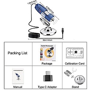 Jiusion 2K HD 2560x1440P USB Digital Microscope for Android Cellphone and Tablet Windows Mac Linux, 40X to 1000X Magnification Endoscope Handheld Mini Magnifier Camera for Coin Facial Skin Scalp