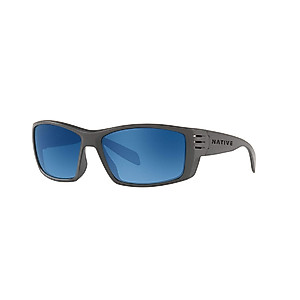 Native Eyewear Raghorn Polarized Rectangular Sunglasses, Granite/Blue Reflex, 61 mm