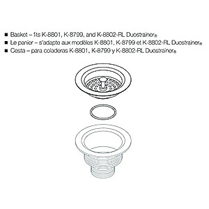 KOHLER GENUINE PART GP41398-VS BASKET FOR DUOSTRAINER - VIBRANT STAINLESS