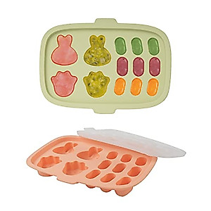 2 Pack Silicone Baby Food Storage Tray with Lid, Perfect Baby Food Containers for Homemade Baby Food, Vegetable & Fruit Purees, and Breast Milk, Food Grade Silicone