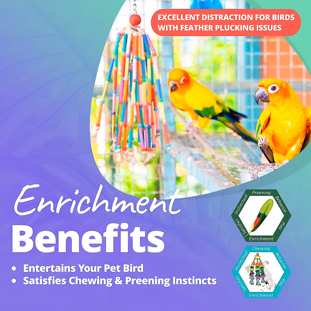 Super Bird Creations SB708 Wind Chimes Bird Toy, Medium Bird Size, 13” x 2”