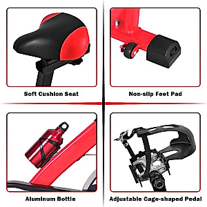 GYMAX Indoor Exercise Bike, Stationary Cycling Bike with Adjustable Resistance & LCD Monitor, Portable Wheels for Easy Transportation, Cardio Workout Training Bike