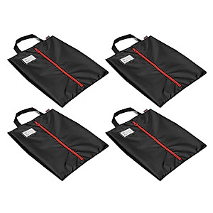 Tuff Guy Travel Shoe Bags with Drawstring and Center Divider (Black) -Set of 4 Soft Nylon Shoe Tote BagsTravel Shoe (18" x 14") (4 Pack (16"x12"))