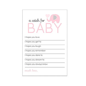 Pink Elephant Wishes for Baby, 20 Pack – Cute Words of Wisdom for Baby Girls, Baby Shower Game Planning, Guest Book Alternative, Parents Keepsake Activity, Wishing Well Birthday Ideas