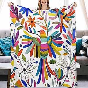 Otomi Bird Flannel Fleece Throw Blankets 50"X40" Lightweight Fluffy Winter Fall Blanket Cozy Soft Fuzzy Plush Home Decor for Couch Bed Sofa Bedroom Living Room Travel