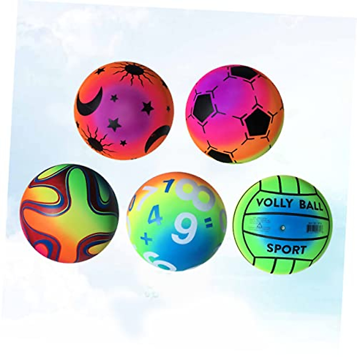 NUSITOU 5 Pcs 22 Bulk Beach Balls Beach Toys for Kids Inflatable Balls for Kids PVC Bouncy Kickball Swimming Pool for Kids Football Water Rainbow Ball Pat The Ball Pool Party Sports Beach
