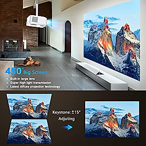 5G WiFi Bluetooth Native 1080P Projector, AILESSOM 20000 LM 450" Display Support 4K Movie Projector, High Brightness for Home Theater and Business, Compatible with iOS/Android/TV Stick/PS4/HDMI/USB