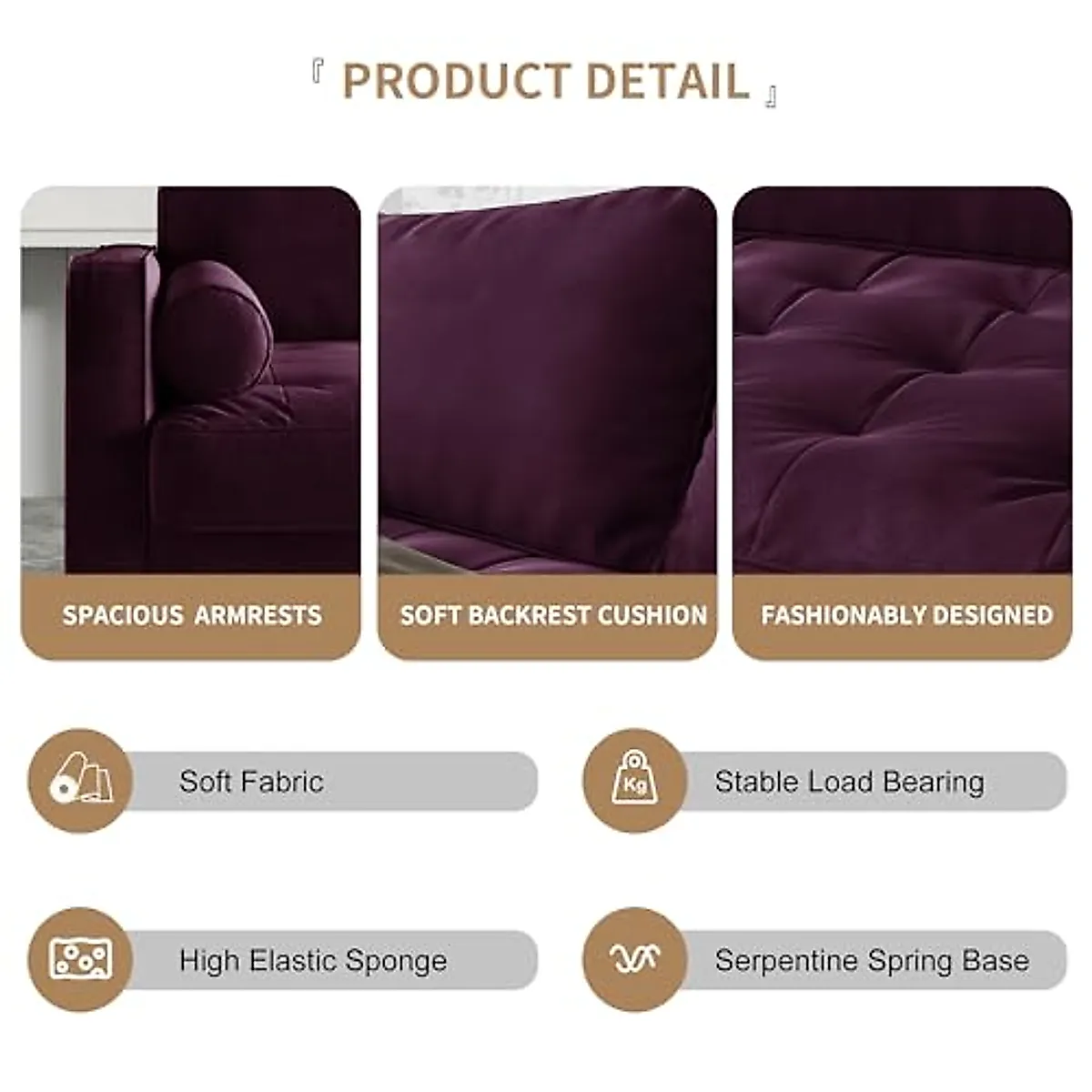 Meeyar 58" Loveseat + 70" Sofa, Mid - Century Modern Couch with Solid Wood Legs, Soft & Comfortable, Ideal for Small Spaces Like Living Rooms, Bedrooms, Small Apartments - Easy Assembly Included