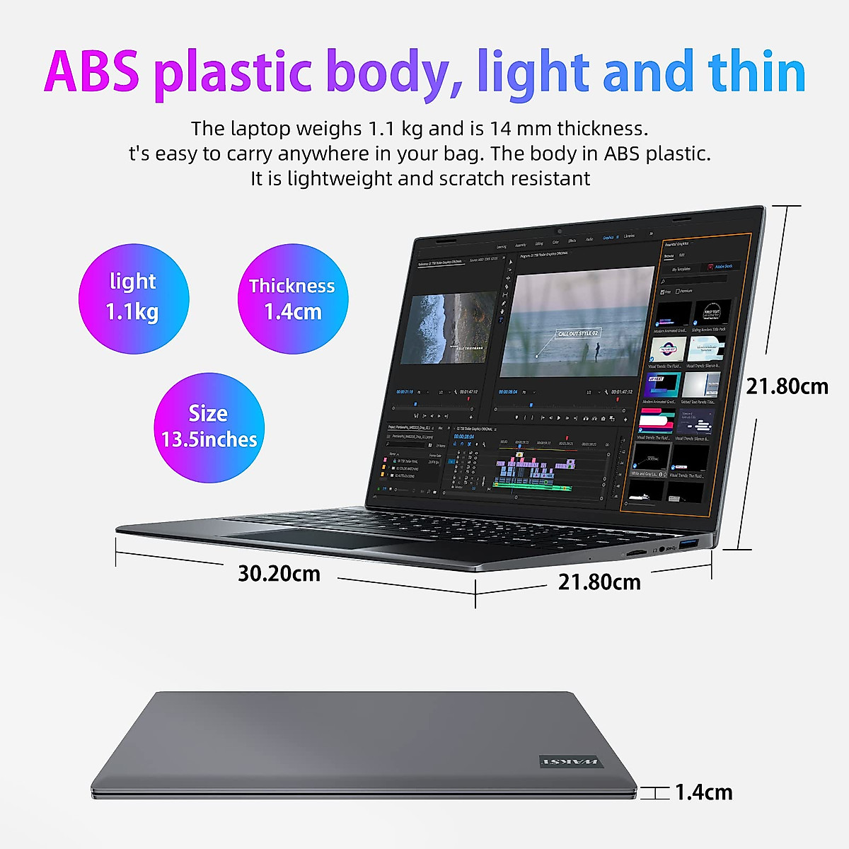 Windows 10 Laptop, 13.5" 3K (3000 x 2000) 3:2 IPS Display Celeron N4020 Quad Core, 6GB RAM 128GB SSD, Mini & Light Notebook PC, Backlit Keyboard, Webcam, Type C, Finger Print, Office