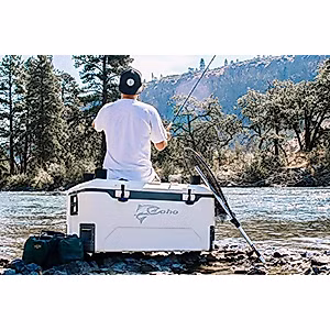 COHO 165QT Ice Chest Hard Cooler, Heavy Duty, High Performance Insulated Cooler with Fish Ruler, Removable Threaded Cup Holders, Magnetic Disc, Tie Down Loop, Easy Access Hatch