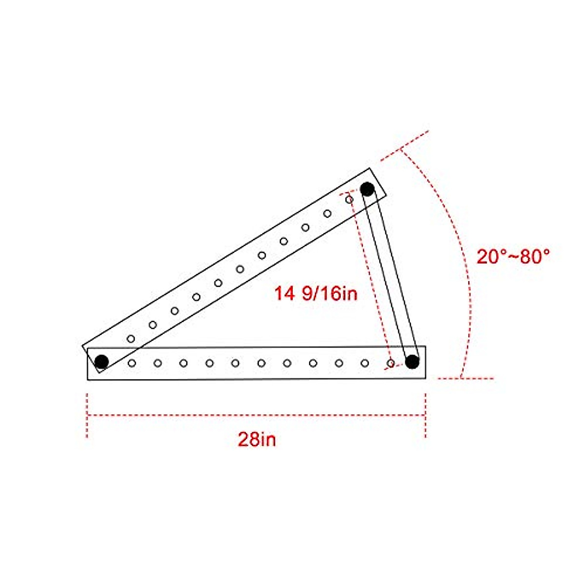 Air Jade Adjustable Solar Panel Tilt Mount Brackets, 28in Solar Panel Stand with Foldable Tilt Legs for RV, Boat, Roof, and Off-Grid, Supports up to 200W