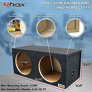 Bbox Dual Sealed 12 Inch Subwoofer Enclosure - SPL Tuned Car Subwoofer Boxes & Enclosures - Premium Subwoofer Box Improves Audio Quality, Sound & Bass - Nickel Finish Subwoofer Terminals - Charcoal