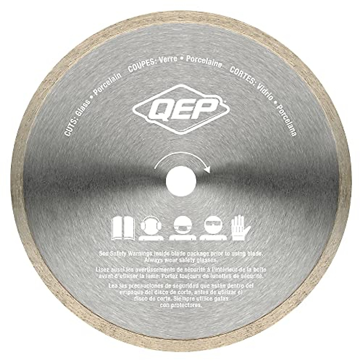 QEP 6-7007GL 7-Inch Continuous Rim Glass Tile Diamond Blade, 7mm Rim Height, 5/8-Inch Arbor, Wet Cutting, 8730 Max RPM