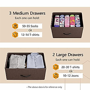 CubiCubi Dresser for Bedroom, Tall Wide Storage Organizer 5 Drawer Dresser for Bedroom Hallway, Sturdy Steel Frame Wood Top, Brown