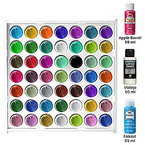 YUIONNAY Craft Paint Storage-Paint Rack Organizer with 49 Holes for Miniature Paint Set - Wall-Mounted Craft Paint Storage Rack - 2oz Craft Paint Holder for Apple Barrel, Folkart