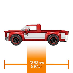 MEGA Hot Wheels Building Toy Race Car Playset, 83 Chevy Silverado with 89 Pieces, 1 Micro Action Figure Driver, Red, Kids Age 5+ Years