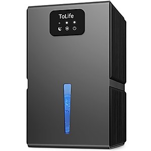 ToLife Dehumidifiers for Bedroom, 95 OZ Dehumidifier for Room with Auto Shut Off, Sleep Mode (950 sq. ft) Portable Dehumidifier for Bathroom, Home, Basement, RV, 7 Colors LED Light, Grey
