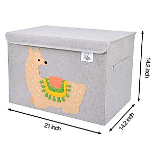 CLCROBD Foldable Large Kids Toy Chest with Flip-Top Lid, Collapsible Fabric Animal Toy Storage Organizer/Bin/Box/Basket/Trunk for Toddler, Children and Baby Nursery (Llama)