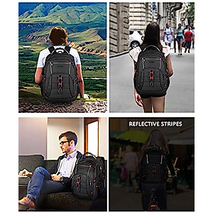 KROSER Travel Laptop Backpack 17.3 inch XL Computer Backpack Stylish College Backpack with RFID Pockets USB Charging Port REFLECTIVE STRIPS Water-Repellent Day pack for Business/Men