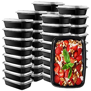 Alliebe 50 Pack (32 oz) Meal Prep Container,Lunch Bento Fruit Box with Lids,Portable Lunch Food Storage Containers Kitchen Food Take-Out Camping Picnic Box Microwave Dishwasher Freezer Safe (50Pack)