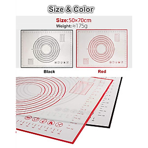 KeepingcooX Extra Large Silicone Pastry Mat Set, Baking Mat with Measurements(60×50cm), Chef Special, Non Stick, Non Slip, 3 Pastry Dough Cutter Scrapers as Gift