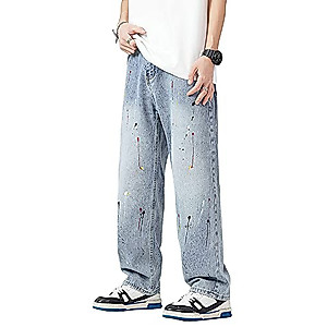 PARVENZA Men's Regular Jeans Classic Denim Pants Straight Trousers (DY18,M)