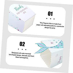 24pcs Popcorn Box Popcorn Box Snack Gift Box Mini Gift Bags for Favors Mini Gift Boxes Food Container Mermaid Popcorn Bucket Candy Table Containers Disposable Popcorn Paper Cup