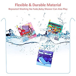 Baby Bath Books,Nontoxic Fabric Soft Baby Cloth Books, Early Education Toys,Waterproof Baby Books for Toddler, Infants Crinkly Cloth Book Bath Toys for 6 to 12 - 18 Months - Pack of 8