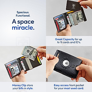 TRAVANDO AirTag* Wallet Mens Wallet with Money Clip Air Tag Wallet Card Holder RFID Blocking Bifold Gifts for Men