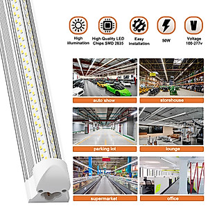 ONLYLUX 4ft led Shop Light - 45W 6750lm 5000K 4 Foot V Shape Integrated T8 led Lights,Linkable Shop Lights 48" T8 Garage Lights 8 Pack