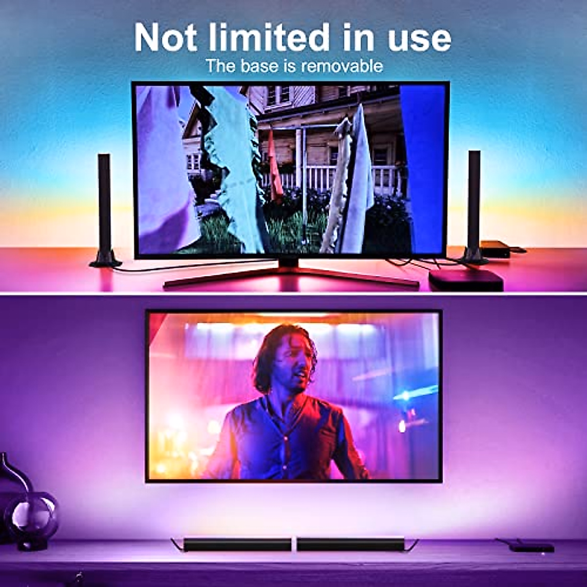 velted RGB Light Bar, Music Sync RGB IC LED Lights Bars, USB Powered Ambient Lighting, Remote Control Color Changing Gaming TV Backlight, 8 Dynamic Modes for PC Room Monitor Desk