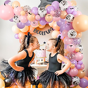 Halloween Balloon Arch Garland Kit, 122Pcs Pink Purple Ghost Halloween Balloons Arch with Wall Stickers Halloween Decorations for Halloween Baby Shower Decorations Halloween Day Decorations