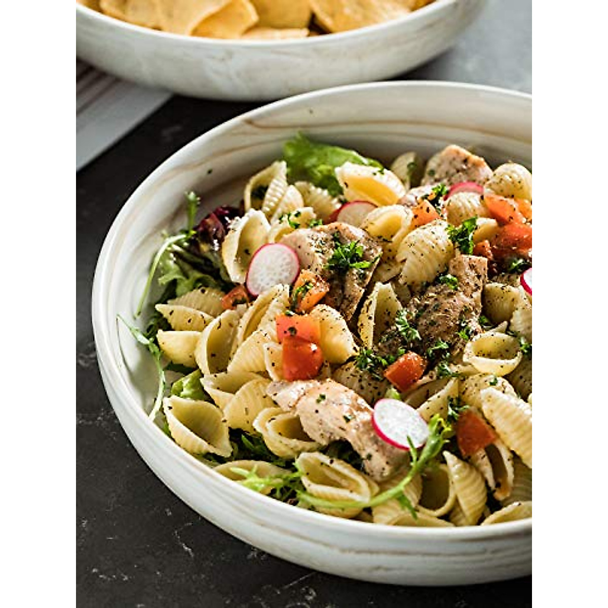 YHOSSEUN Ceramic Salad Bowl,10-inch Porcelain Serving Bowls for Pasta Fruit Snacks, 1.9 Quarts Large Stackable Dinner Serving Bowl Set of 2, Brown