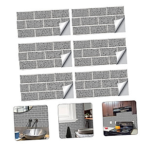 Homoyoyo 6pcs Stove Oil Proof Wall Sticker Kitchen Cabinet Decor Wedding Stickers Vinyl Floor Tile Stickers Oilproof Kitchen Backsplash Vinyl Wall Tiles Cupboard PVC Mural