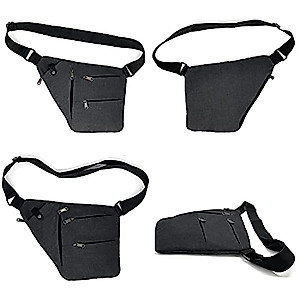 Strangefly Slim Sling Bag Anti-Theft Personal Pocket Bags Chest Side Body Backpack Compact Small Single Crossbody Shoulder Daypacks for Men Women (Black)