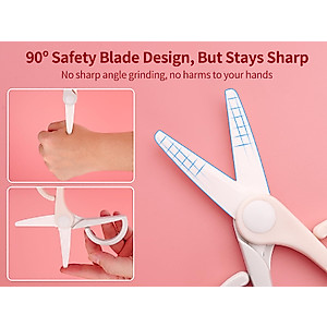 Ceramic Scissors for Baby Food Cutting, Safety Healthy BPA Free Toddler Feeding Shears with Protective Blade Cover and Portable Travel Case-Pink/Grey