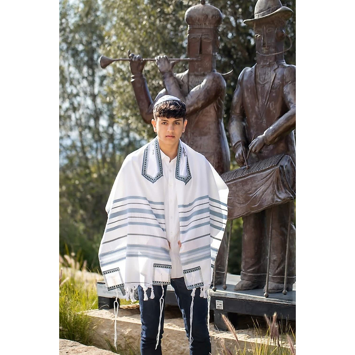 GALILEE SILKS The Peace wool Tallit for men, Bar Mitavah Tallit, Jewish prayer shawl, 72 inches by18 inches