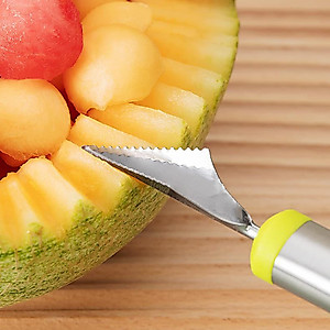 XIANGEN Fruit Carving Knife Set 3-in-1 Set for Home Use Fruit Cutting and Fruit Sacking Supplies Watermelon Digging Ball shaped triangular V-shaped fruit carving knife