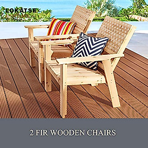 LOKATSE HOME Wood Patio Dining Chairs Set of 2 for Garden, Yard, Lawn, Deck, Porch, Outdoor Living, 32.3"(D) x 29.7"(W) x 36.6"(H), Wooden