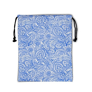 Blue White Floral Grip Bag - Traditional Flower Grip Bags for Gymnasts Teal Flowers Gymnastic Bag Abstract Modern Art Gym Pouch Bag Artistic String Bag Adjustable for Personal Equipment