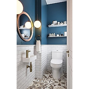 DeerValley DV-1V081L Liberty Wall Mount Sink, Rectangle Mini Vessel Sink,Small Bathroom Cloakroom White Porcelain Ceramic Wash Basin Right/Left Hand (Left Hand) (Left Hand)