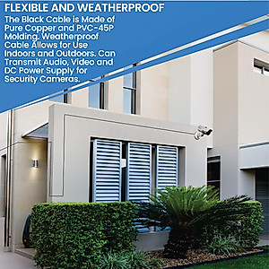 USA Sales Group 100ft HD Audio Video Power Security Camera Cable Copper for CCTV DVR Surveillance System, Wire RCA Cord Extension- Gift BNC Connectors- 30 m 3-in-1 Pre-Made All-in-One