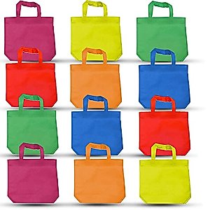 Dazzling Toys 12 Reusable Tote Bag, Large Gift Bags With Handles | Eco Friendly Party Favor Bags - Useful Kids & Adult Party Favors, Reusable Grocery Bags, Goodie Bags & Birthday Gift Bag Valentines