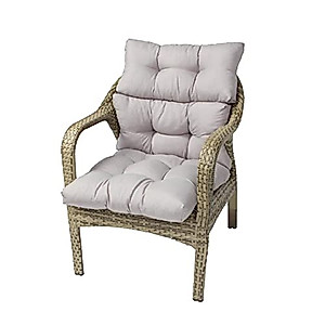 SEAHOME Patio High Back Chair Cushion, Chair Seat Pads with Non-Slip String Ties,All Weather Rocker Replacement Cushions for Indoor Outdoor Use, Patio Wicker Furniture Cushion (Grey)