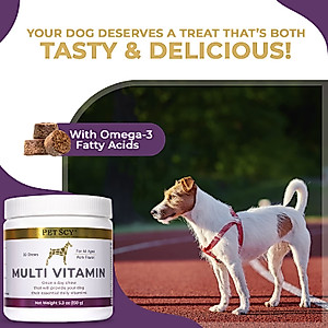 PetScy – Multi-Vitamin Chews, Dog Vitamins Multivitamin Treats, Multivitamin for Dogs of All Ages, Breeds & Sizes, Chewable Dog Vitamins with Omega 3 and Zinc, Pork Flavor, 30 Chews