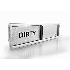 Metal Dishwasher Magnet Clean Dirty Sign in Stainless Steel - Unique and Stylish Look (Silver w/Black Lettering)