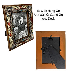 Urbalabs Cowboy Fancy Red and Gem Western Decor Picture Frame 5 x 7 Country Gifts Farmhouse Picture Frames Photo Frame Wall Hanging or Standing 5x7 Elaborate Picture Frame
