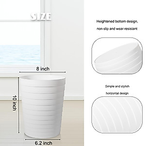 UUJOLY Small Bathroom Trash Can Wastebasket, Plastic Garbage Bin Container Basket for Bathrooms, Laundry Room, Kitchens, Offices, Kids Rooms, Dorms, White, 1.8 Gallon