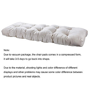 Big Hippo Indoor Bench Cushion, Soft Thicken Bench Cushion Bench Pads with Ties - 47.24x17.71x1.96 Inches, Beige